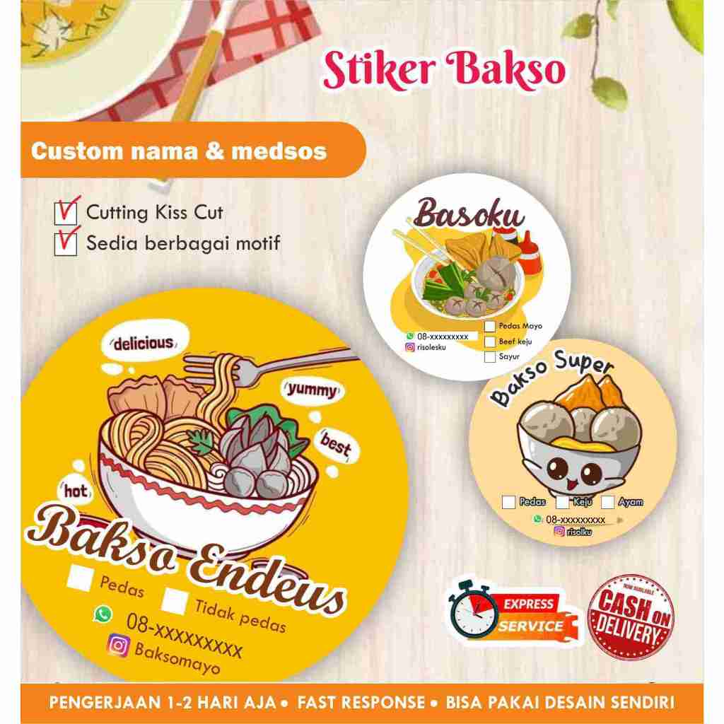 Jual [170 pcs] Stiker Baso / Bakso Cromo bulat / Label kemasan makanan ...