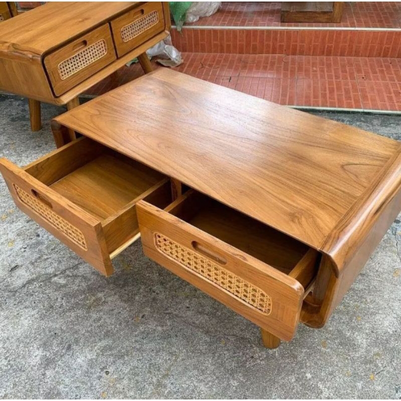 Jual Meja coffe table kayu jati solid p 100 L50 T45 | Shopee Indonesia
