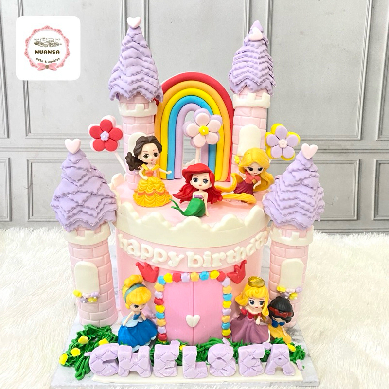 Jual custom kue ulangtahun tema castle princess | Shopee Indonesia