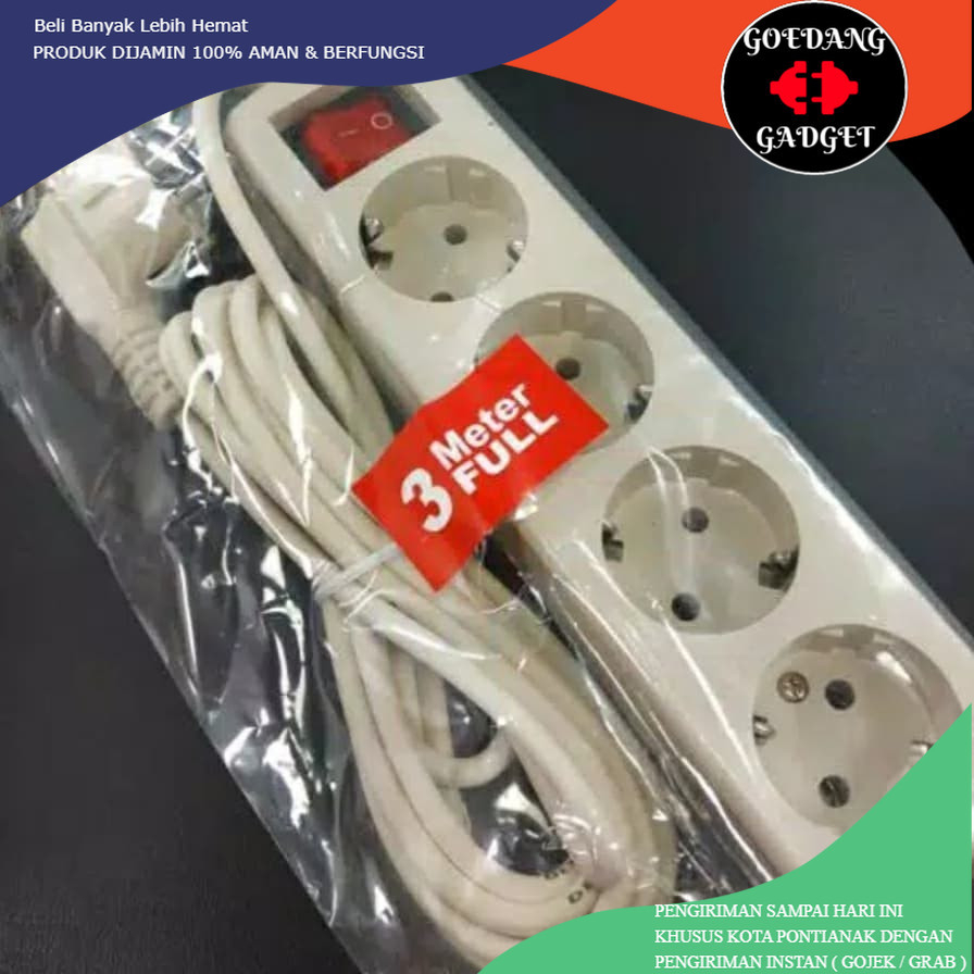 Jual 5LUBANG STOP KONTAK 5 LUBANG + KABEL 3 METER TERMINAL COLOKAN LISTRIK 5 LUBANG 3METER ...