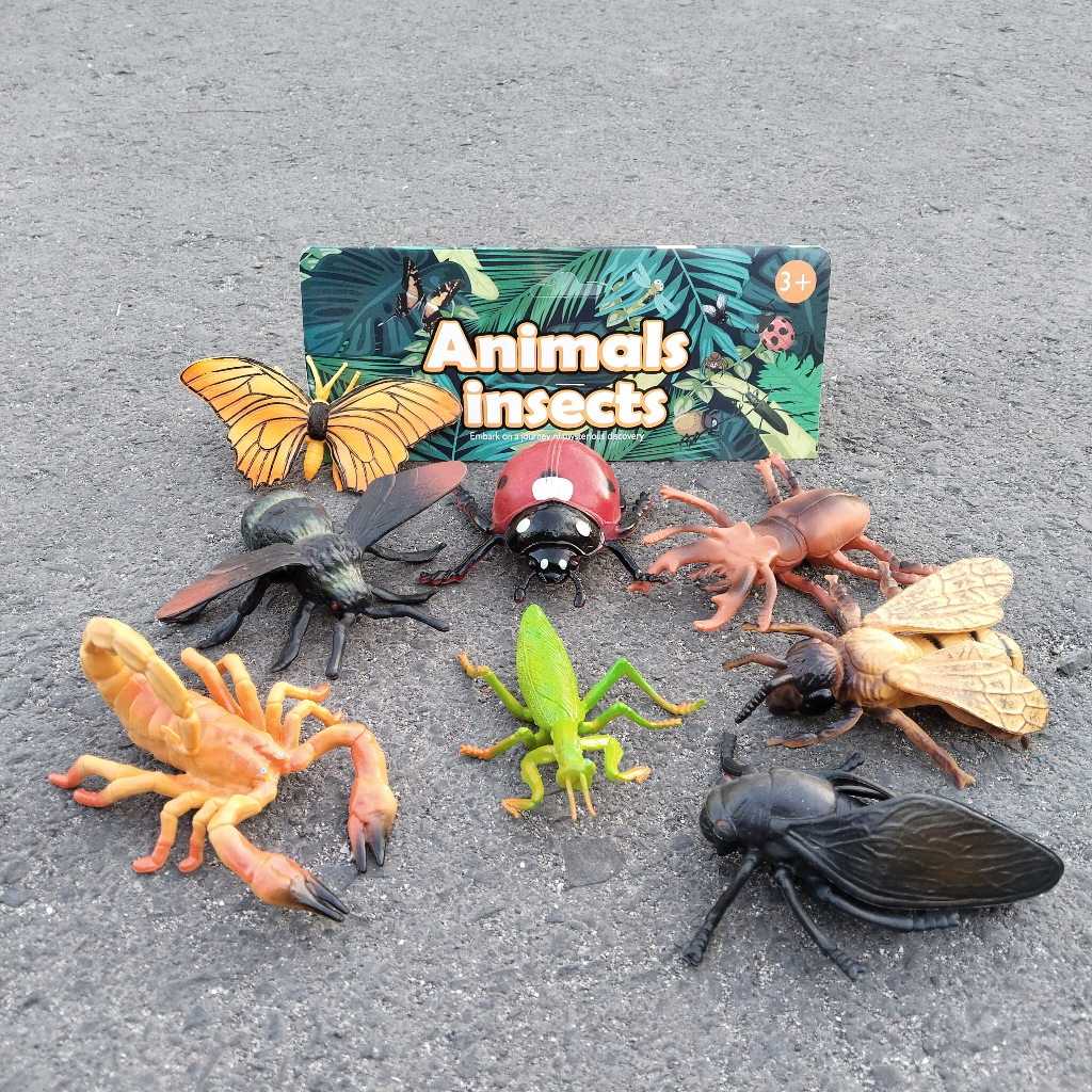 Jual Mainan Miniatur Ukuran Besar Hewan Serangga Karet isi Satu Set ...