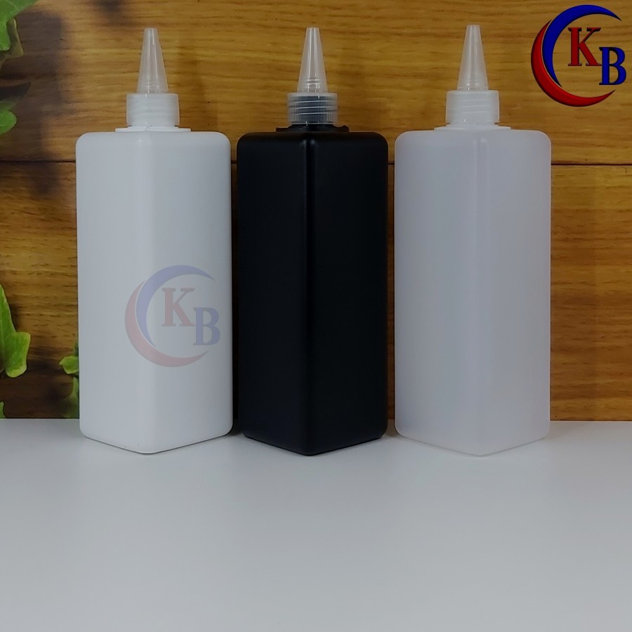 Jual BOTOL KERUCUT TINTA 500 ML CLEAR NECK 24 / BOTOL PLASTIK HDPE HS ...