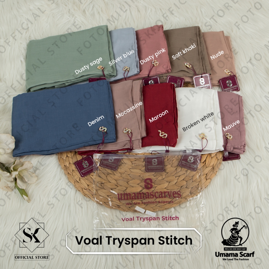 Jual Jilbab Umama Scarf Voal Tryspan Logo S POUCH 110 x110cm Kerudung ...