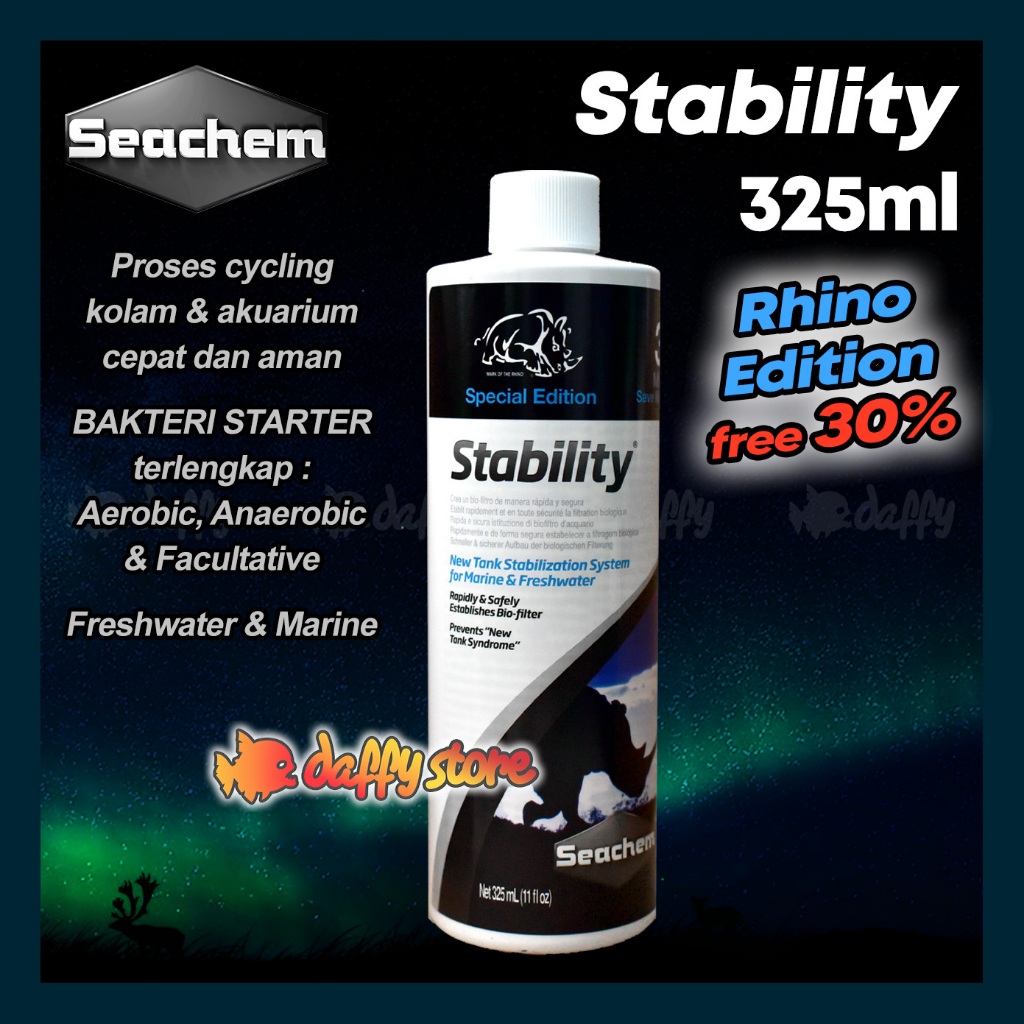 Jual Seachem STABILITY 250 ml / RHINO 325 ml (bacteria biofilter ...
