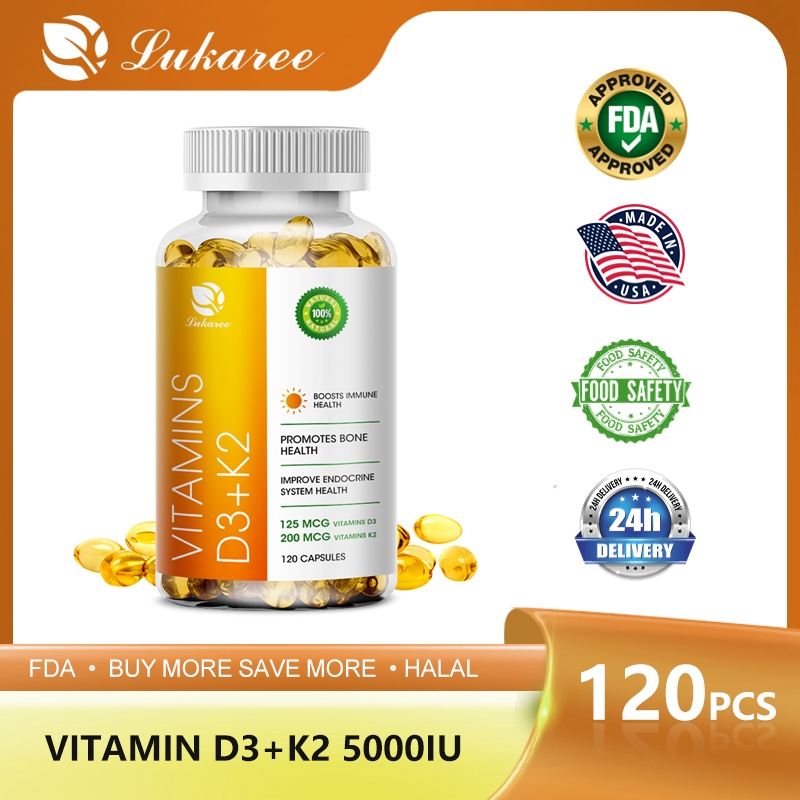 Jual LUKAREE Vitamin D3 K2 5000IU Kapsul Kesehatan Tulang Gigi Imunitas ...