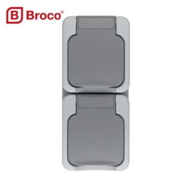Jual BROCO Atlantic Double Socket Outdoor Stop Kontak Tutup Vertical ...