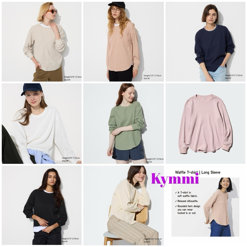 Jual UNIQLO Woman Waffle T Shirt Long Sleeve Kerah Bulat | Shopee Indonesia