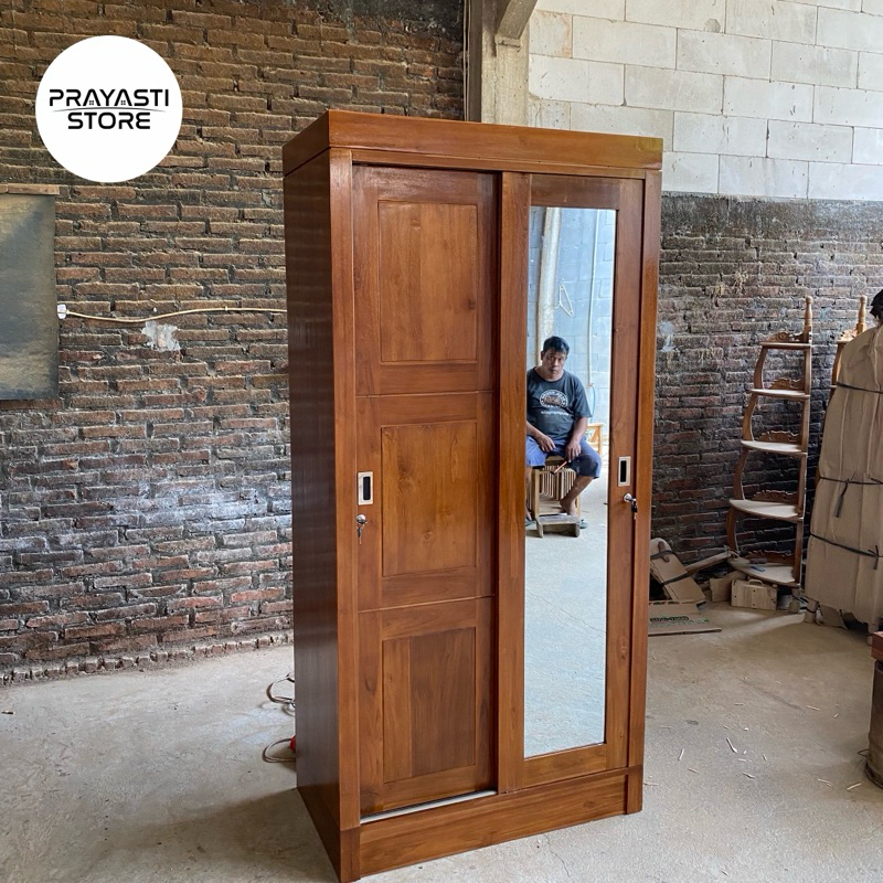 Jual lemari pakaian minimalis 2 pintu sliding model terbaru simple ...