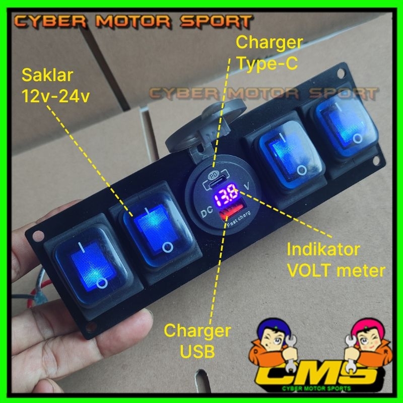 Jual Saklar panel dashboard mobil 12v 24v universal. sakelar lampu LED ...