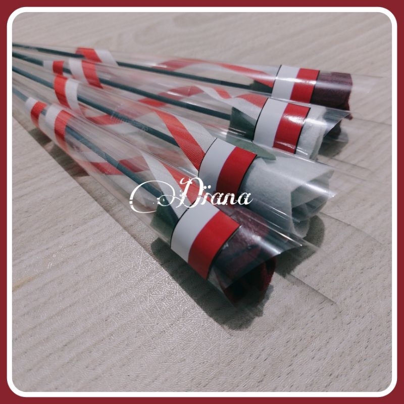 Jual bunga mawar flanel panjang 22 cm tema kemerdekaan | Shopee Indonesia
