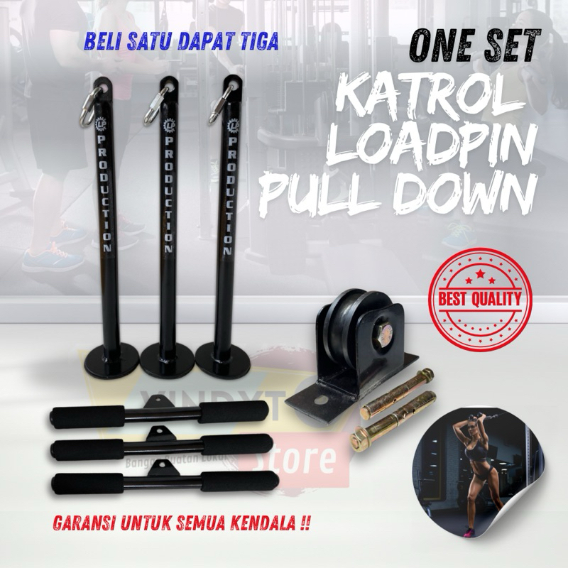 Jual 3 in 1 Alat Fitness Gym Pull Down Bar Loadpin Katrol Satu Set Kuat ...