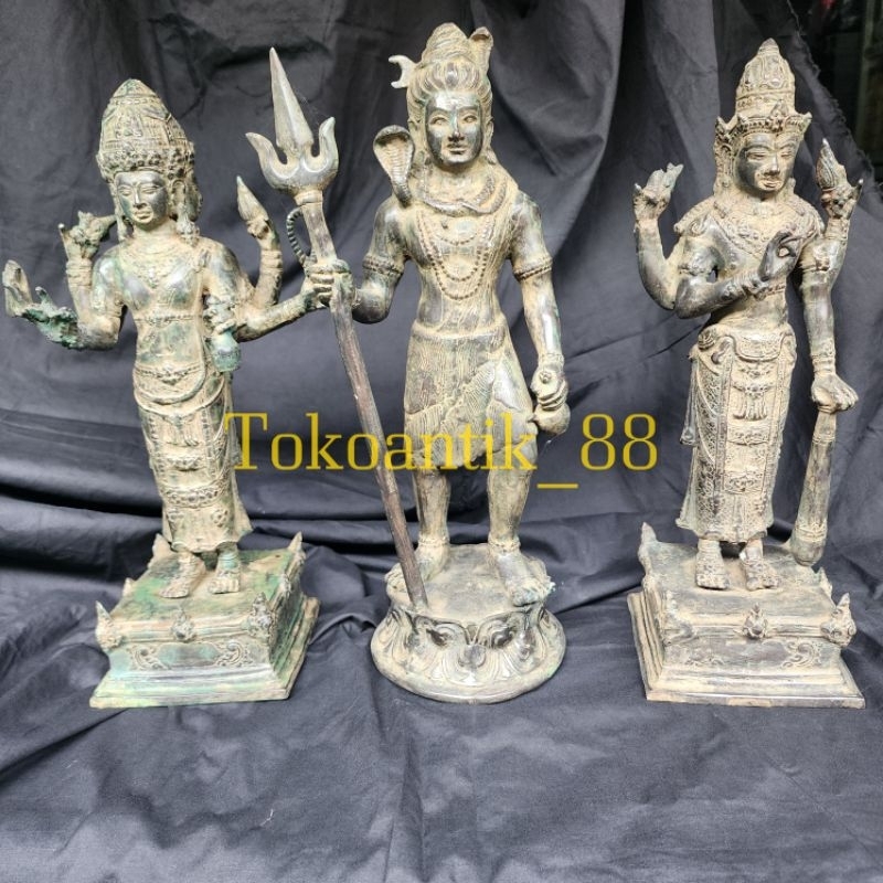 Jual Patung dewa trimurti perunggu antik dewa wisnu siwa dan brahma ...