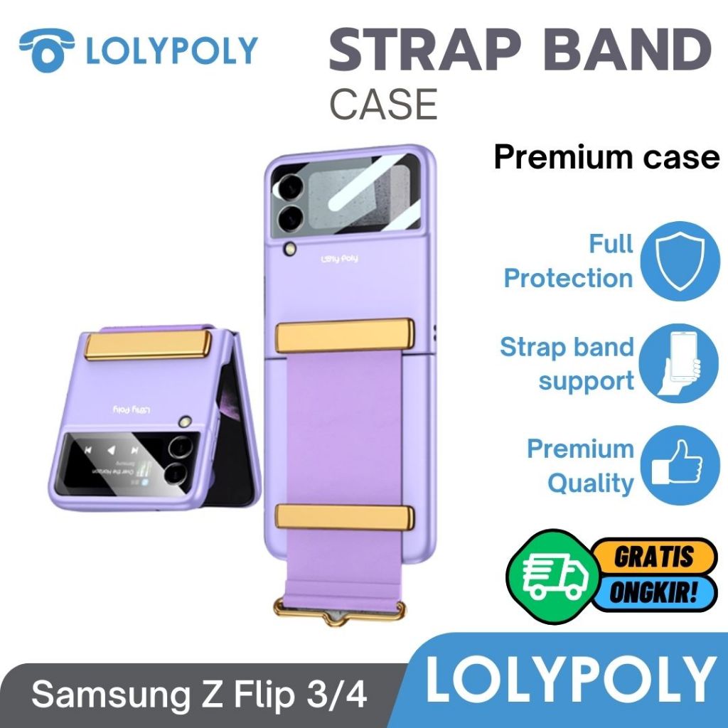 Jual Lolypoly Hard Case With Strap Band/Hand Grip For Samsung Z Flip ...