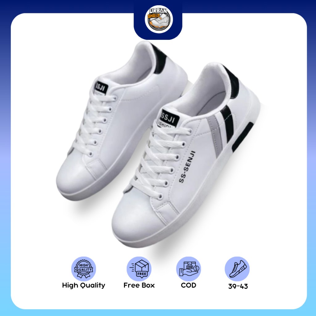 Jual Sepatu Sneakers Putih Pria Casual SS Senji / Sepatu Pria Putih ...