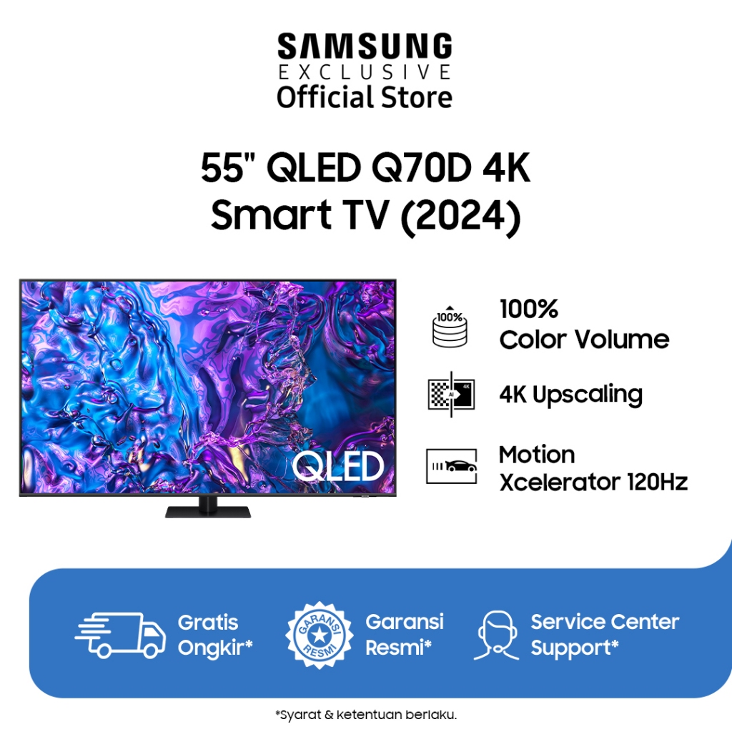 Jual Samsung 55" QLED 4K Q70D Smart TV | 100% Color Volume Quantum Dot | 4K AI Upscaling ...