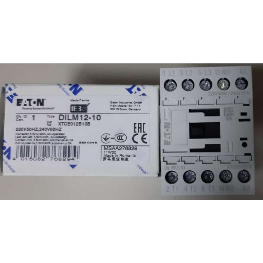Jual EATON Moeller DILM12-10 XTCE012B10B Contactor 5,5kW 220V50Hz ...