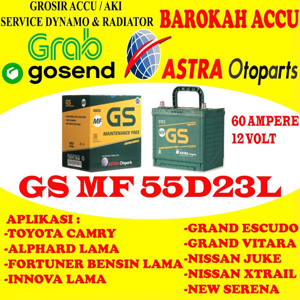 Jual AKI MOBIL GS MF 55D23L , 60 AH ASTRA OTOPARTS | Shopee Indonesia