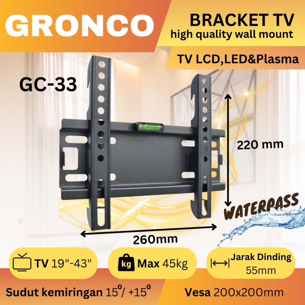 Jual BRACKET TV BRAKET TV LCD LED 19 inch - 43 inch Universal Braket TV ...