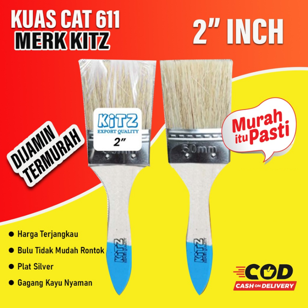 Jual Kuas Cat 2 inch Kitz 611 murah 1 lusin / kuas cat tembok atau kayu ...