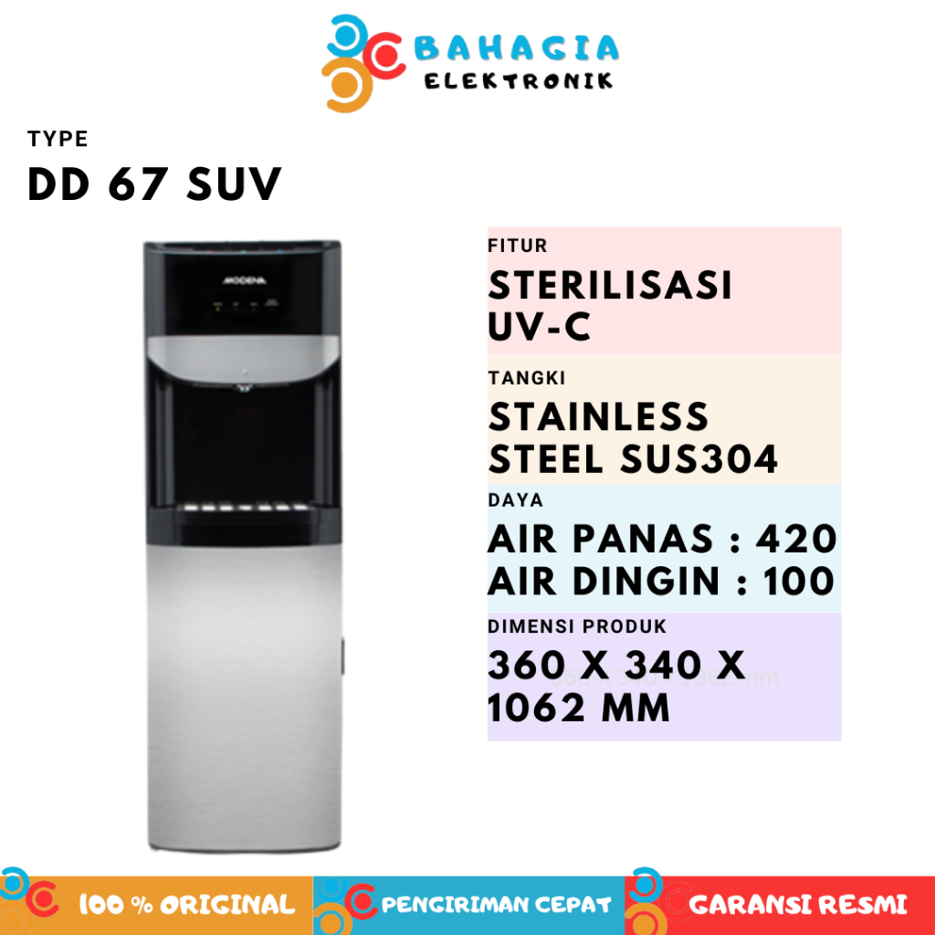 Jual Modena DD 67 SUV - dispenser galon bawah smart UV | Shopee Indonesia