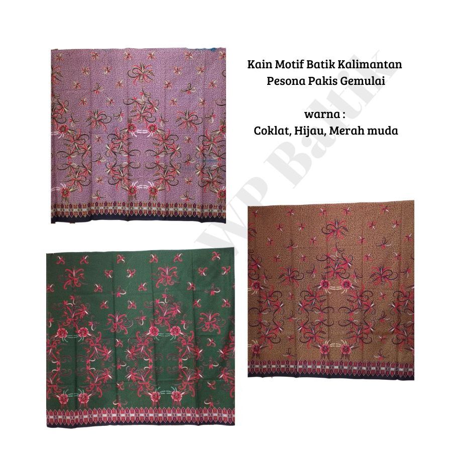 Jual Kain Motif Batik Kalimantan, Motif Pesona Pakis Gemulai warna ...