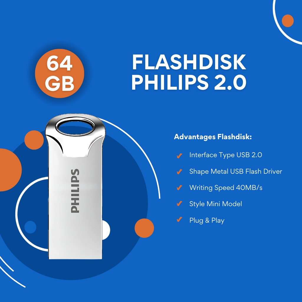 Jual Flashdisk Philips 64GB 2.0 High Speed USB 2.0 Philips 64GB USB ...