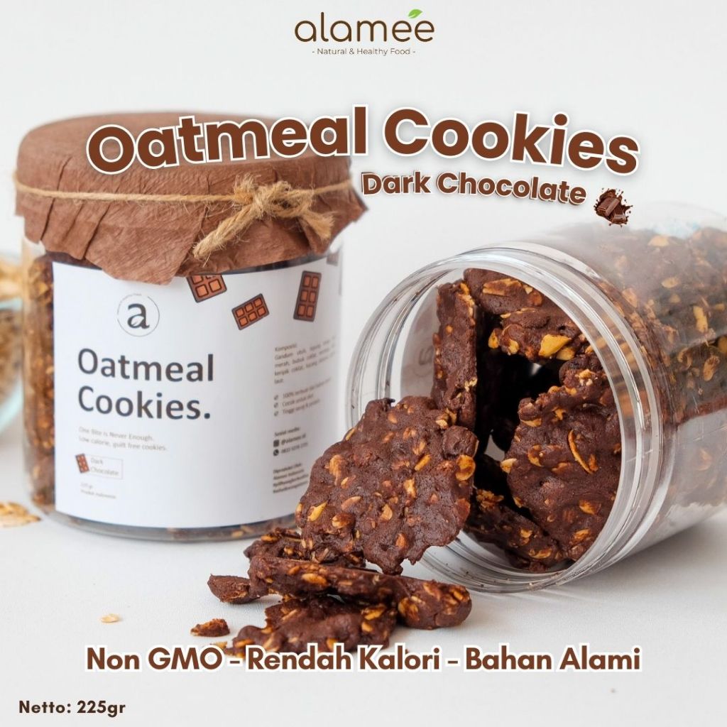 Jual ALAMEE Cookies Oatmeal - Dark Chocolate Cemilan Diet Healthy Snack ...