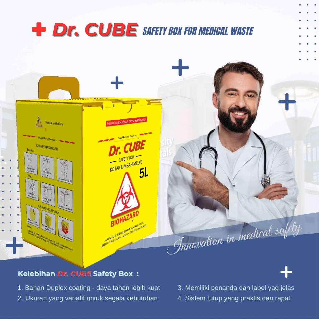 Jual Safety box medis Vol 5 liter duplex glossy lengkap | tempat sampah ...