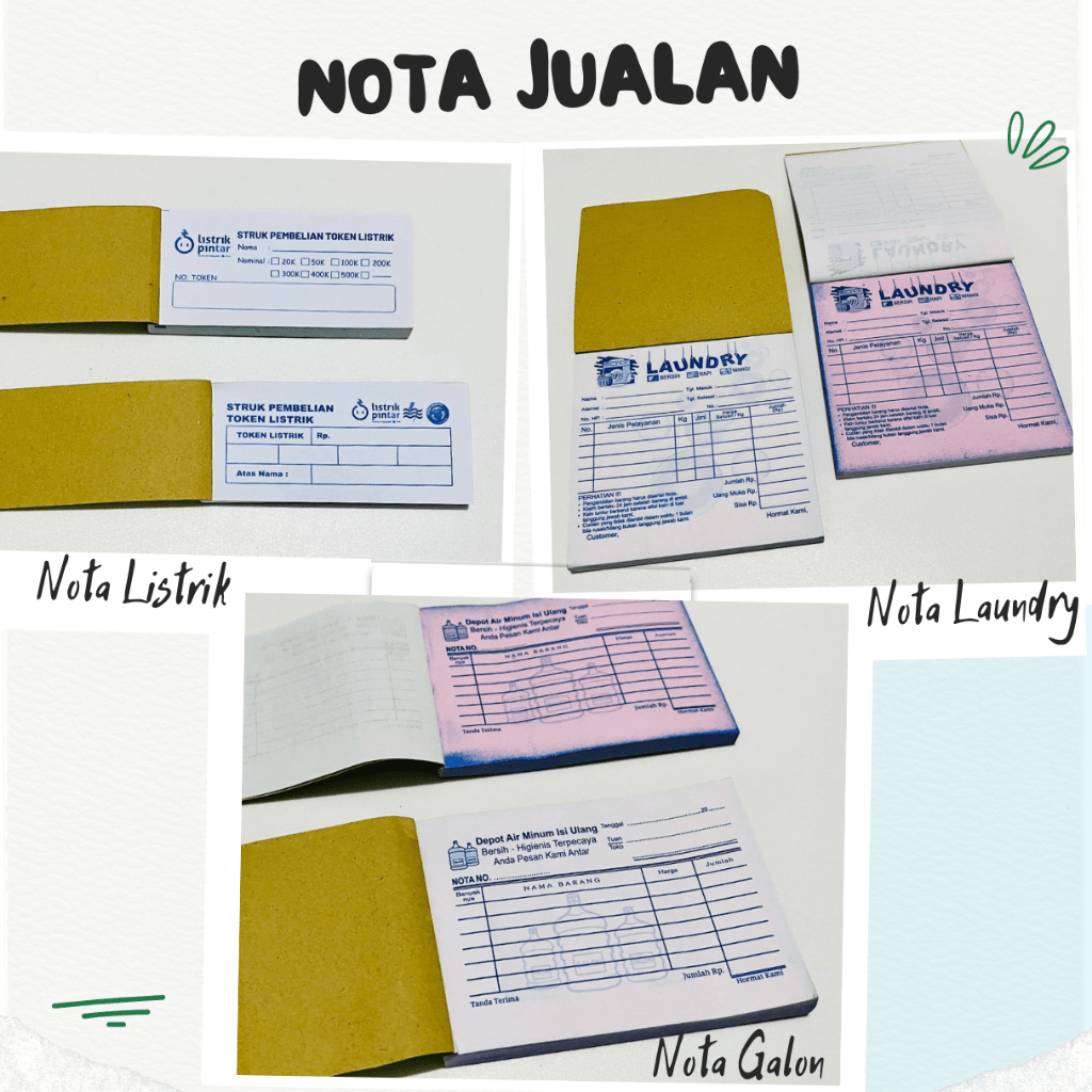 Jual NOTA LAUNDRY / NOTA DEPO AIR MINUM / STRUK PEMBELIAN TOKEN LISTRIK ...