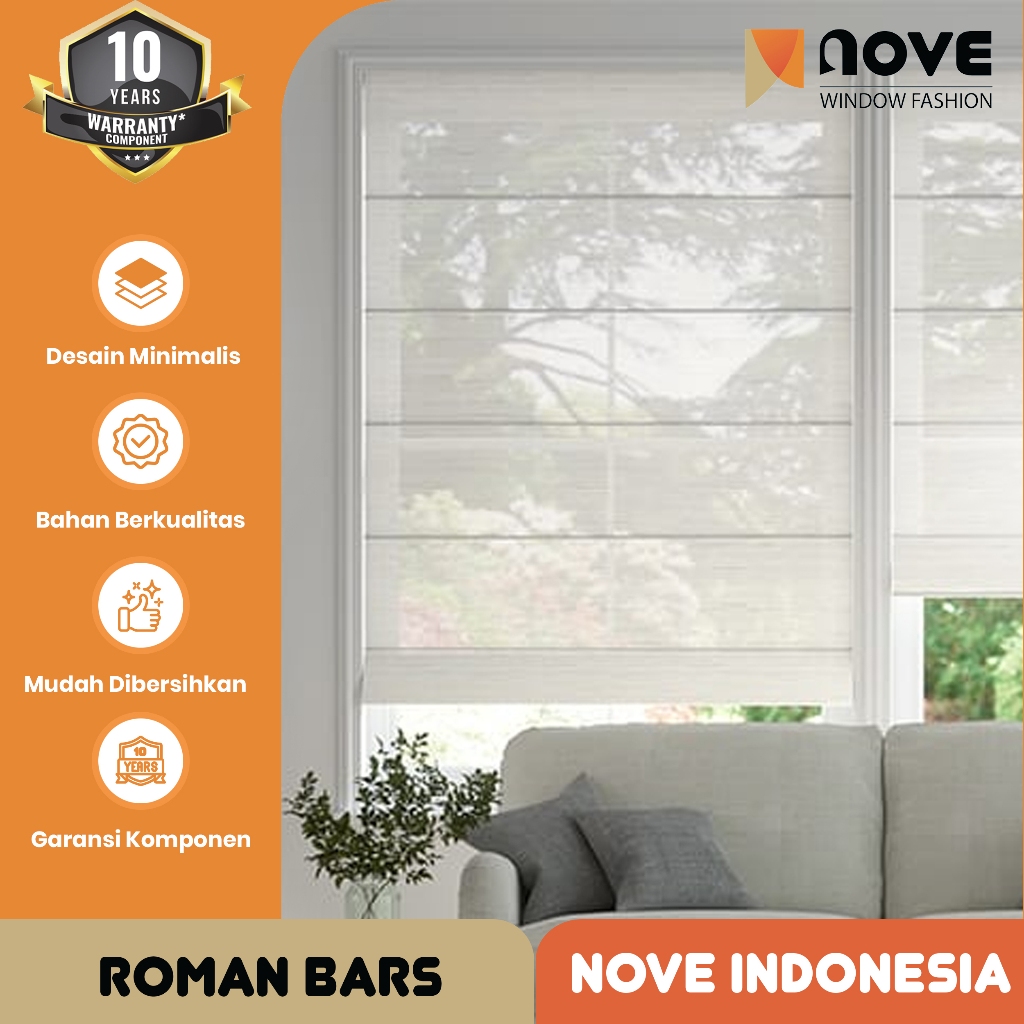 Jual Nove - Roman Bars Blinds Indoor Sunscreen - Ukuran Custom | Shopee ...