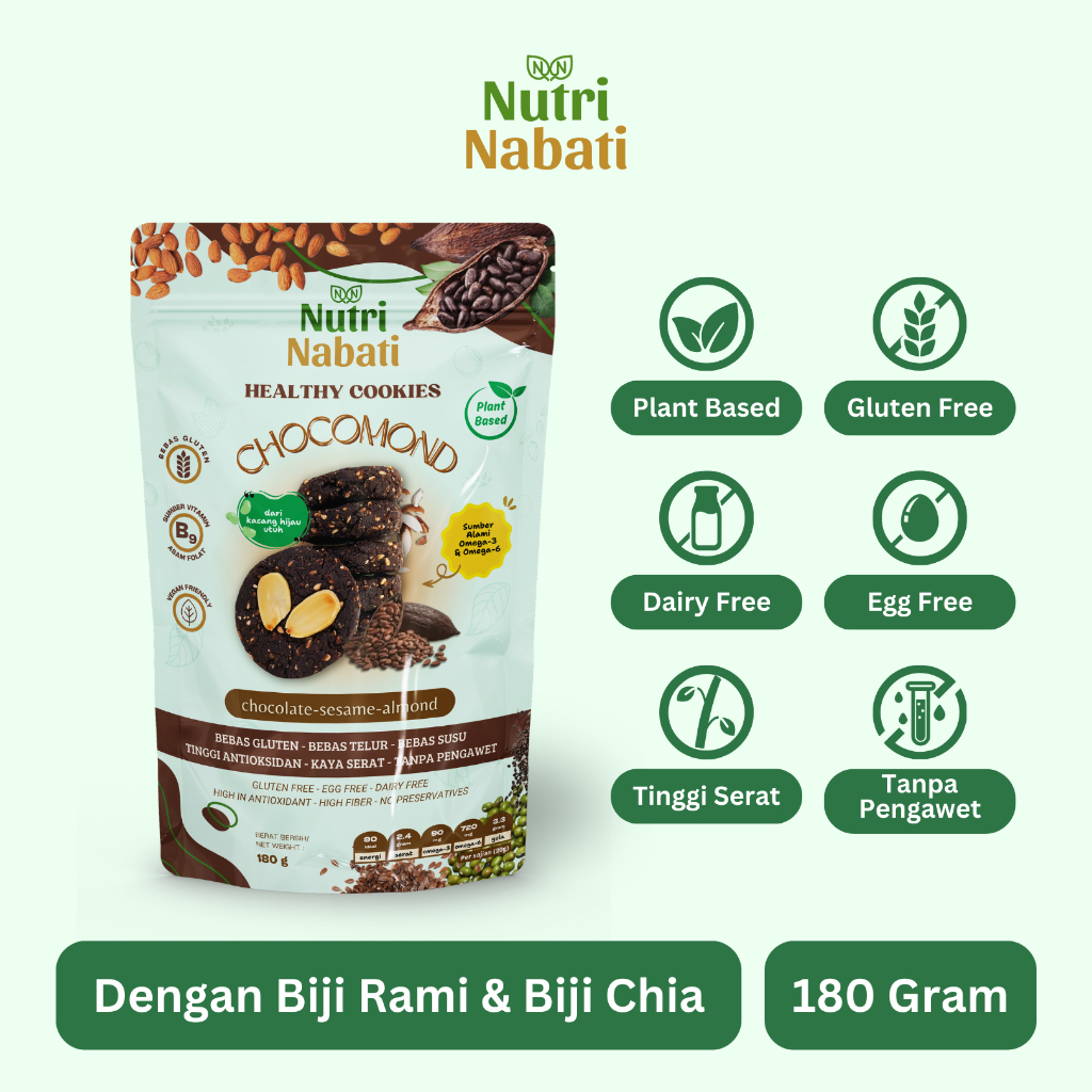 Jual Nutri Nabati Plant-Based Cookies CHOCOMOND (Chocolate-Sesame ...