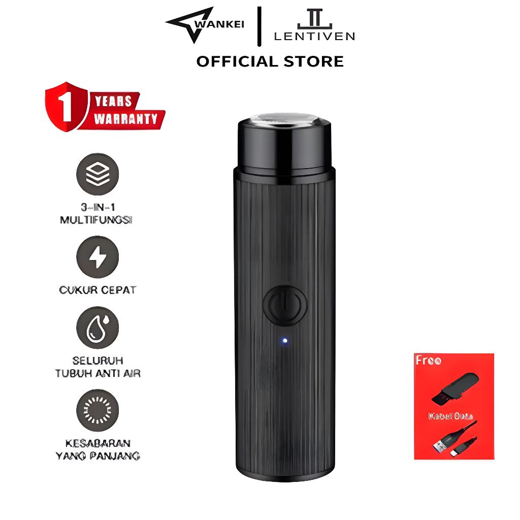 Jual WANKEI LENTIVEN Alat Cukur Elektrik Mini Portable USB Cukur Kumis ...