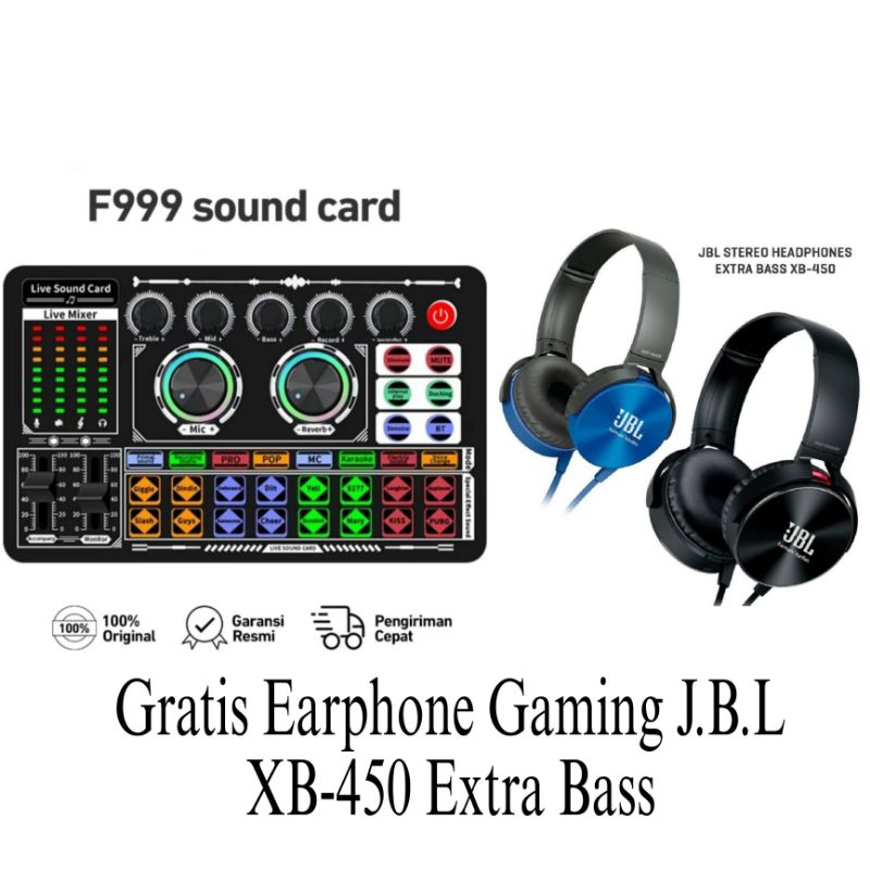 Jual sound card F999 set singing live broadcast equipment equipped with ...