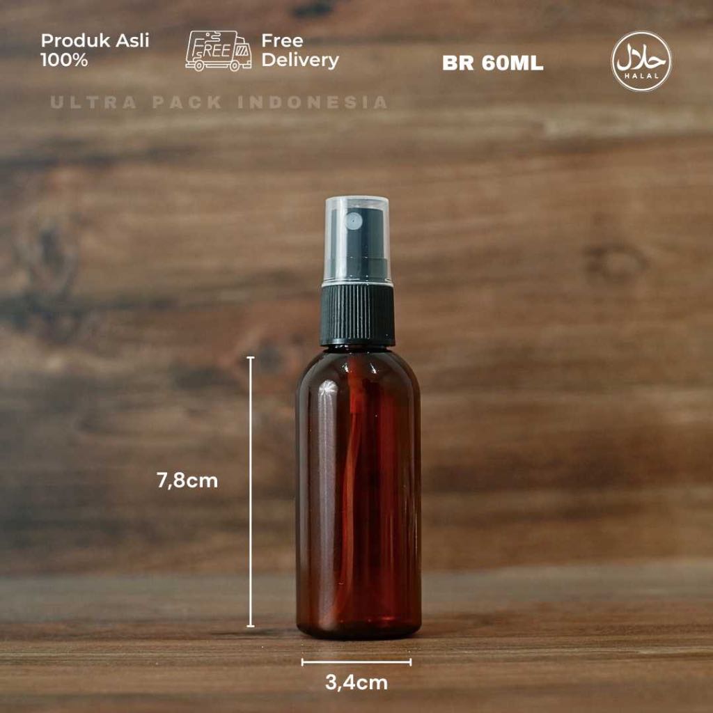 Jual KEMASAN BOTOL SPRAY ISI ULANG - BOTOL PET BR 60ML AMBER + SPRAYER ...