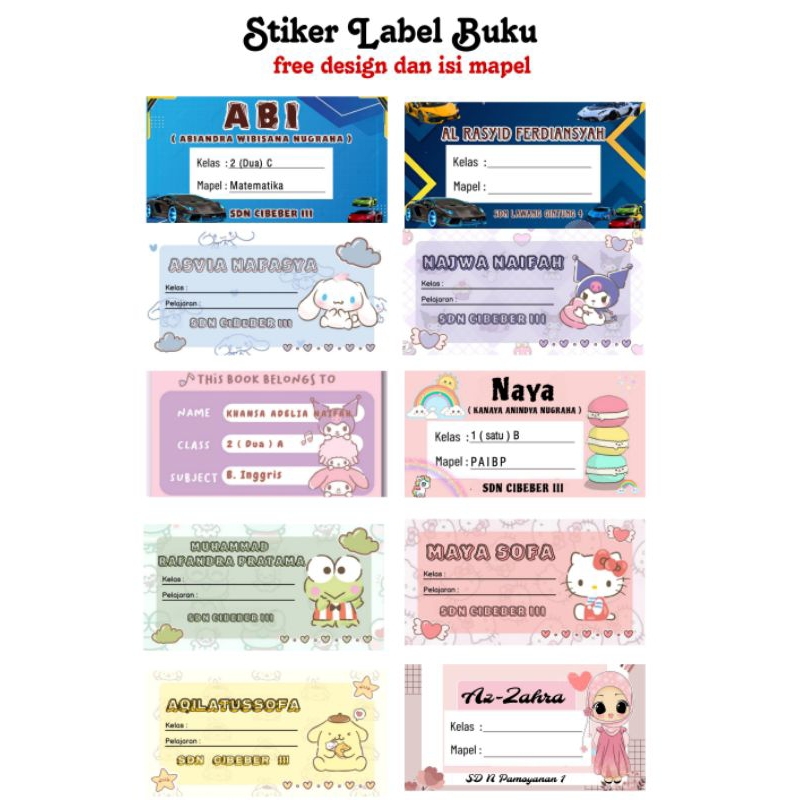 Jual STIKER LABEL BUKU // STIKER NAMA // STIKER UNTUK BUKU // FREE ...