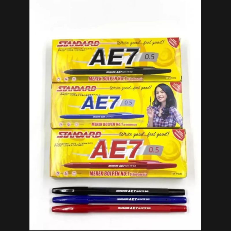 Jual STANDARD Ball Point / Ball pen / Pulpen Standard AE7 0,5mm Isi 12 | Shopee Indonesia