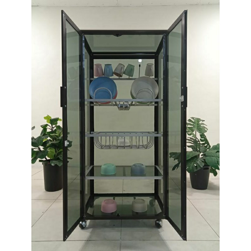 Jual LP422 60X40X130 b LEMARI RAK PIRING ALUMINIUM 20U COKLAT KACA ...