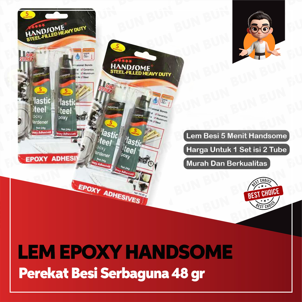 Jual LEM EPOXY 5 MENIT HANDSOME - Perekat Besi Serbaguna | Shopee Indonesia