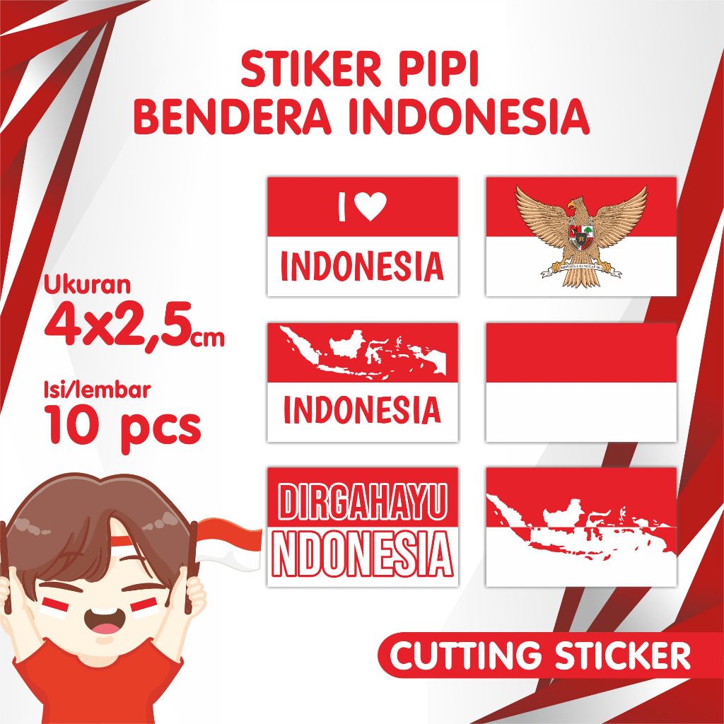Jual Sticker Pipi Merah Putih | Tempelan Pipi Bendera stiker thumbler ...