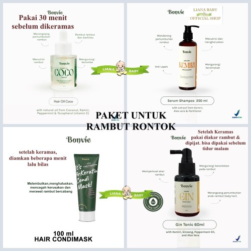 Jual PERA719 BONVIE SERUM SHAMPOO KEMIRI 230ML | HAIR OIL COCO30ML ...