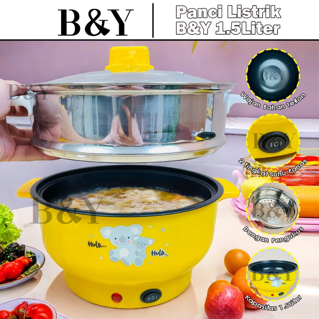 Jual Panci Listrik 2 Tingkat 22cm / Panci Listrik Teflon MultiFungsi ...