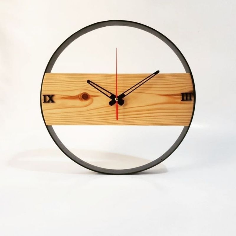 Jual jam besi / jam dinding aesthetic / jam dinding besi kombinasi kayu ...