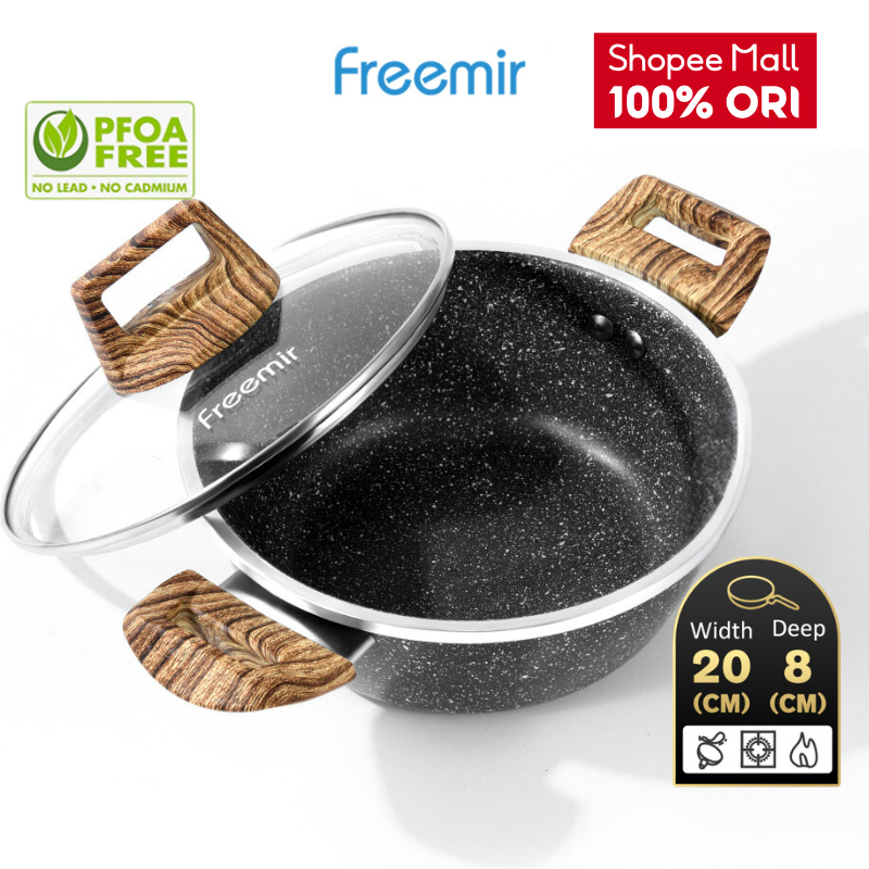 Jual [OFFICIAL] freemir Wajan Panci 20 Cm Tutup Kaca Wajan Anti Lengket ...