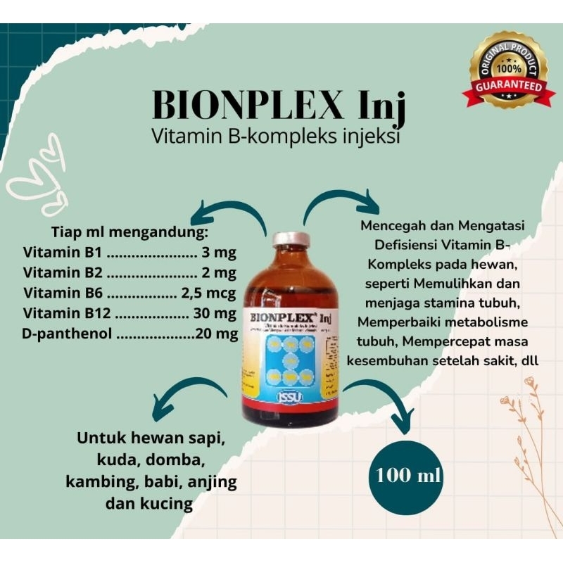 Jual vitamin BIONPLEX Inj 100 ml untuk ternak (sapi, kuda, domba ...