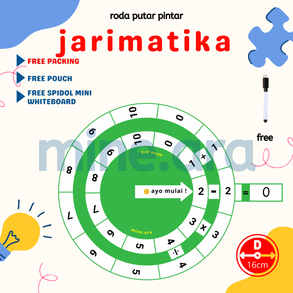 Jual Roda Pintar Belajar Angka Berhitung Dengan 4 Tanda Jarimatika ...