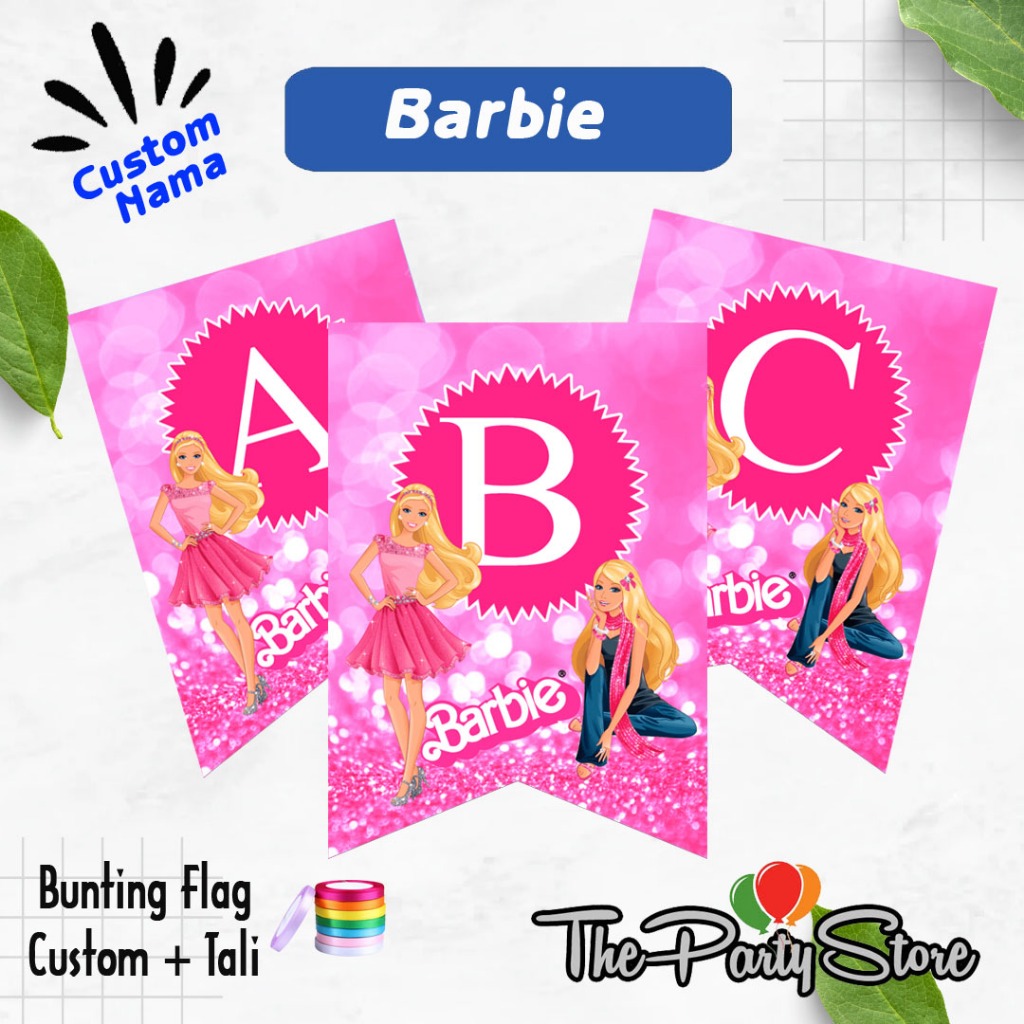 Jual Banner Bunting Flag Happy Birthday Karakter Barbie/Banner Custom ...