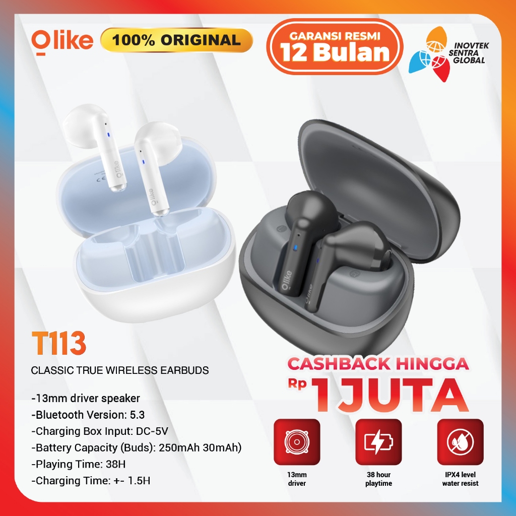 Jual Olike T113 TWS Earphone Earbuds Headset Bluetooth 5.3 IPX4 | Shopee Indonesia