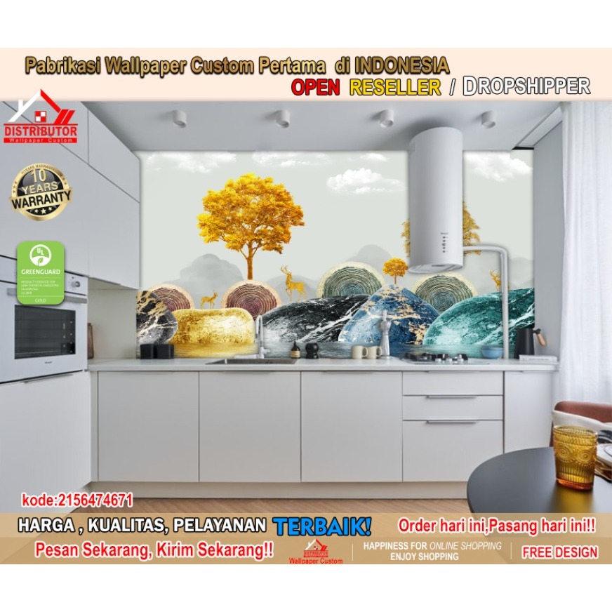 Jual Wallpaper Custom 3D Tema Mural | Wallpaper Dapur | Wallpaper Dapur ...