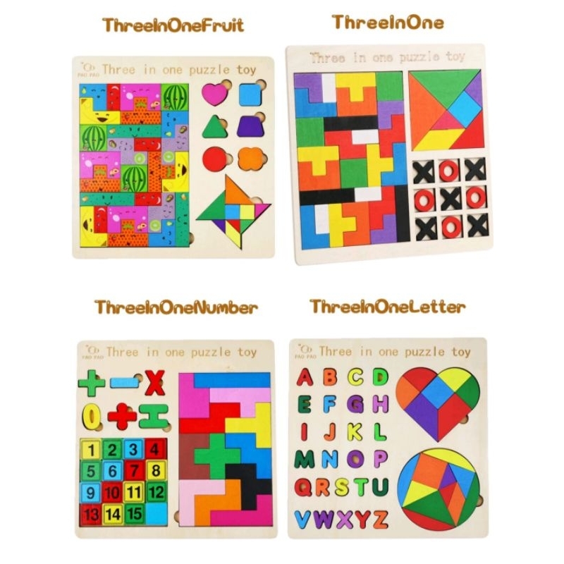 Jual Mainan Puzzle Tetris 3 in 1 / Mainan Puzzle kayu / Mainan Puzzle ...