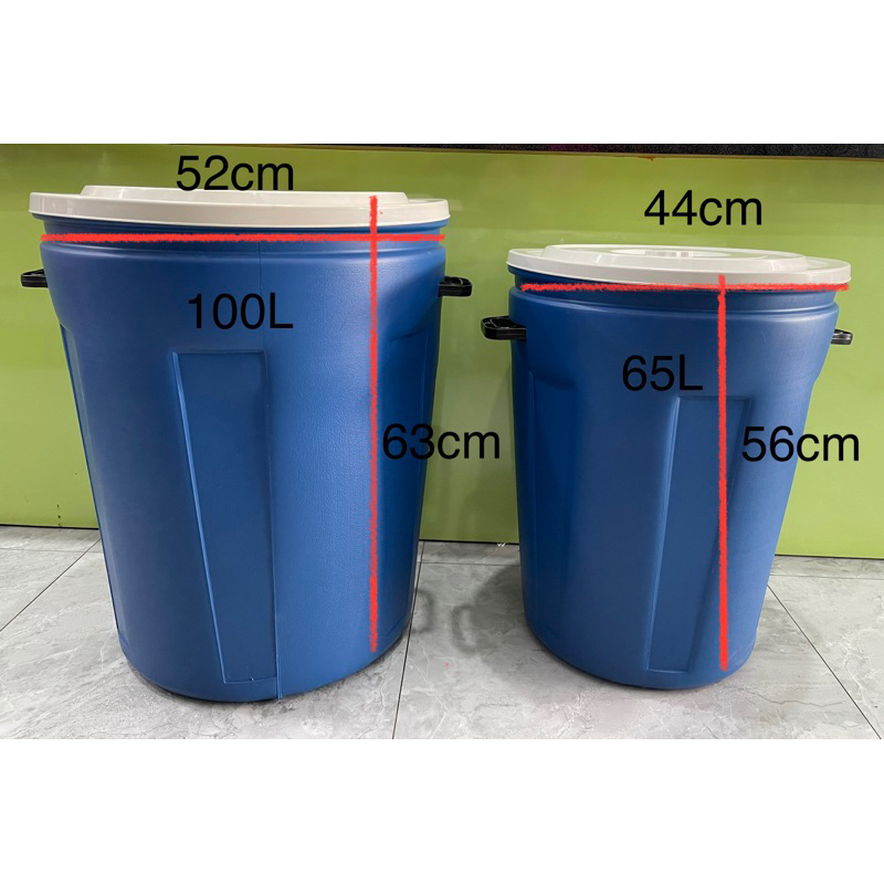 Jual Tong kuping biru 65L dan 100L / Tong tutup / Bak air / Tong air ...